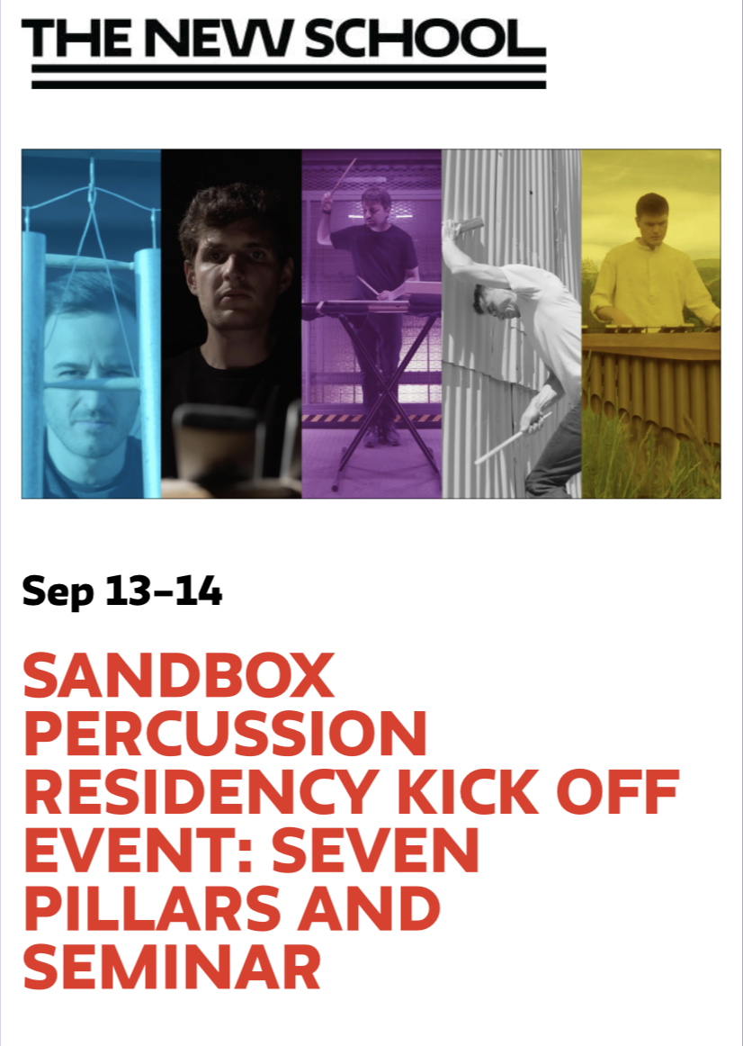 SANDBOX PERCUSSION RESIDENCY KICK OFF EVENT: SEVEN PILLARS AND INTERACTIVE SEMINAR