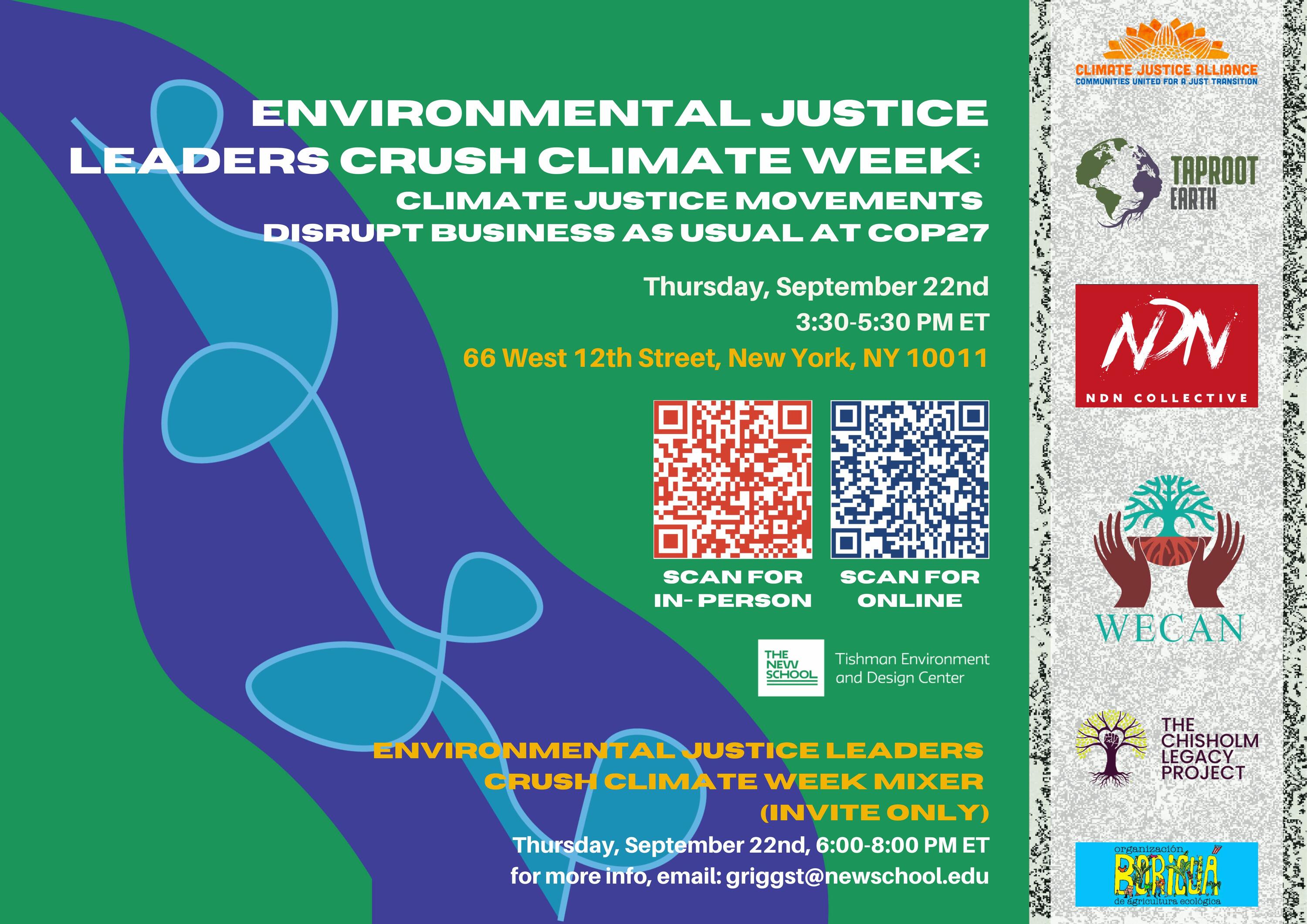 IN PERSON | ENVIRONMENTAL JUSTICE LEADERS CRUSH CLIMATE WEEK: Climate ...